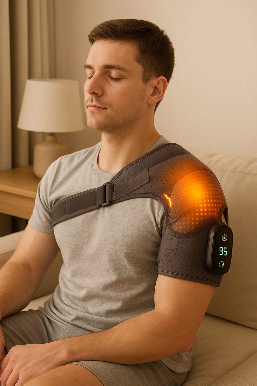 Heated Shoulder Brace with Vibration & Compression - Shoulder Pain Relief