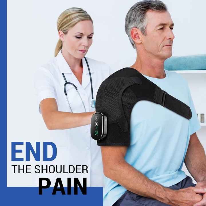 Heated Shoulder Brace with Vibration & Compression - Shoulder Pain Relief